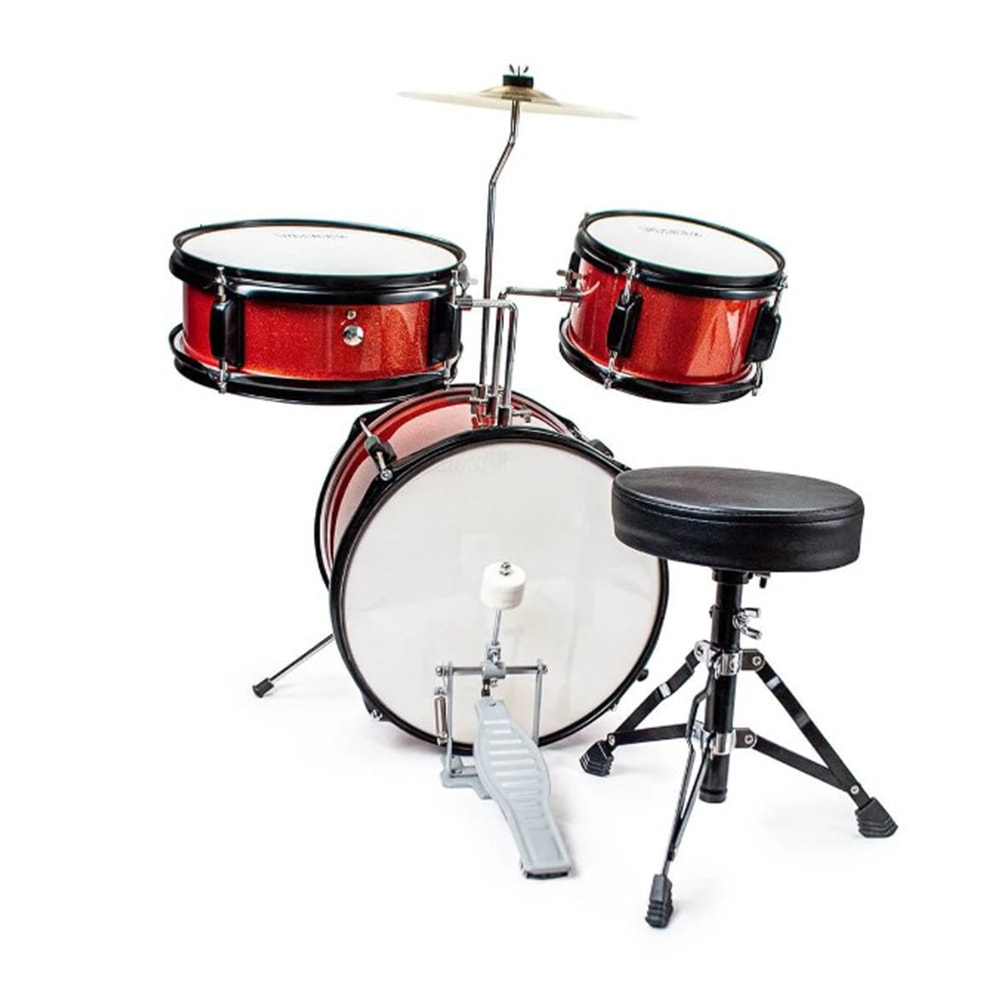 Bateria Infantil Turbinho Laranja Sparkle Acústica com Banco e Prato ...