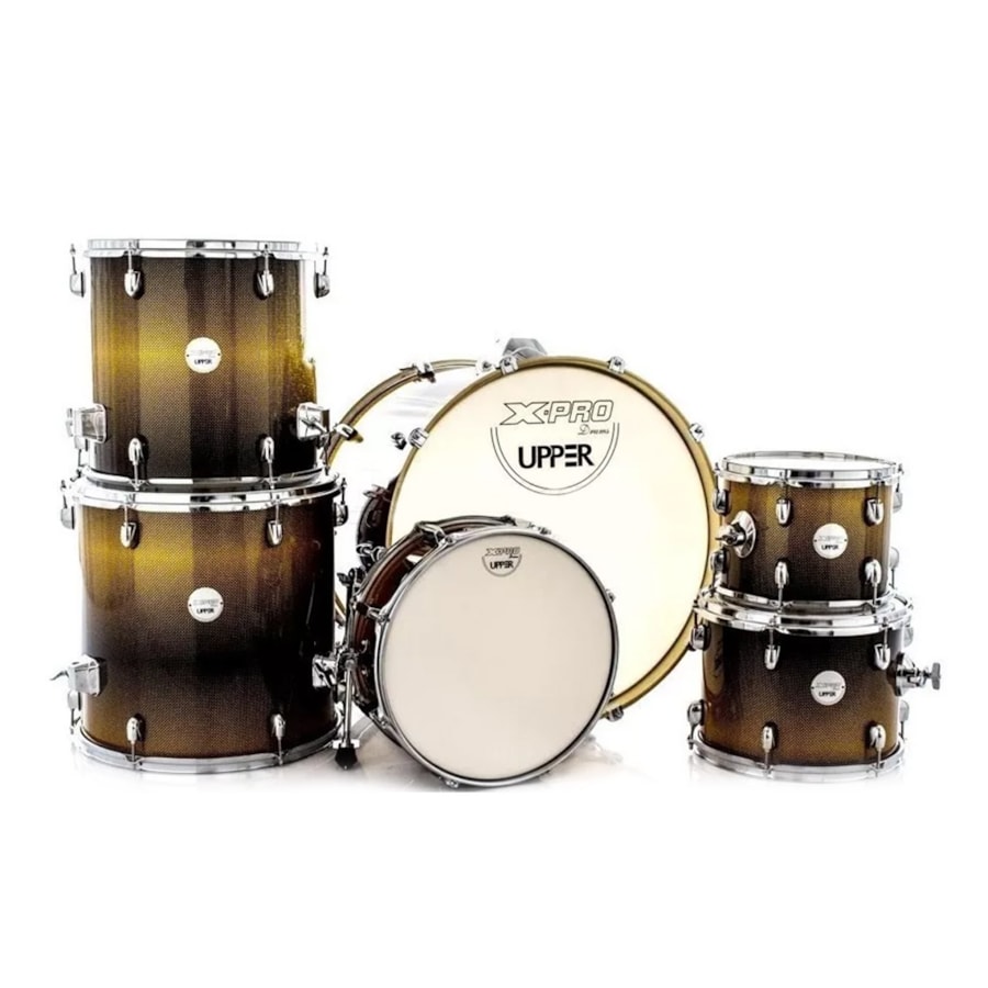 Bateria X Pro Rock Upper Gold 2 Surdos 10/12/14/16/22 Caixa 14x5,5 C ...