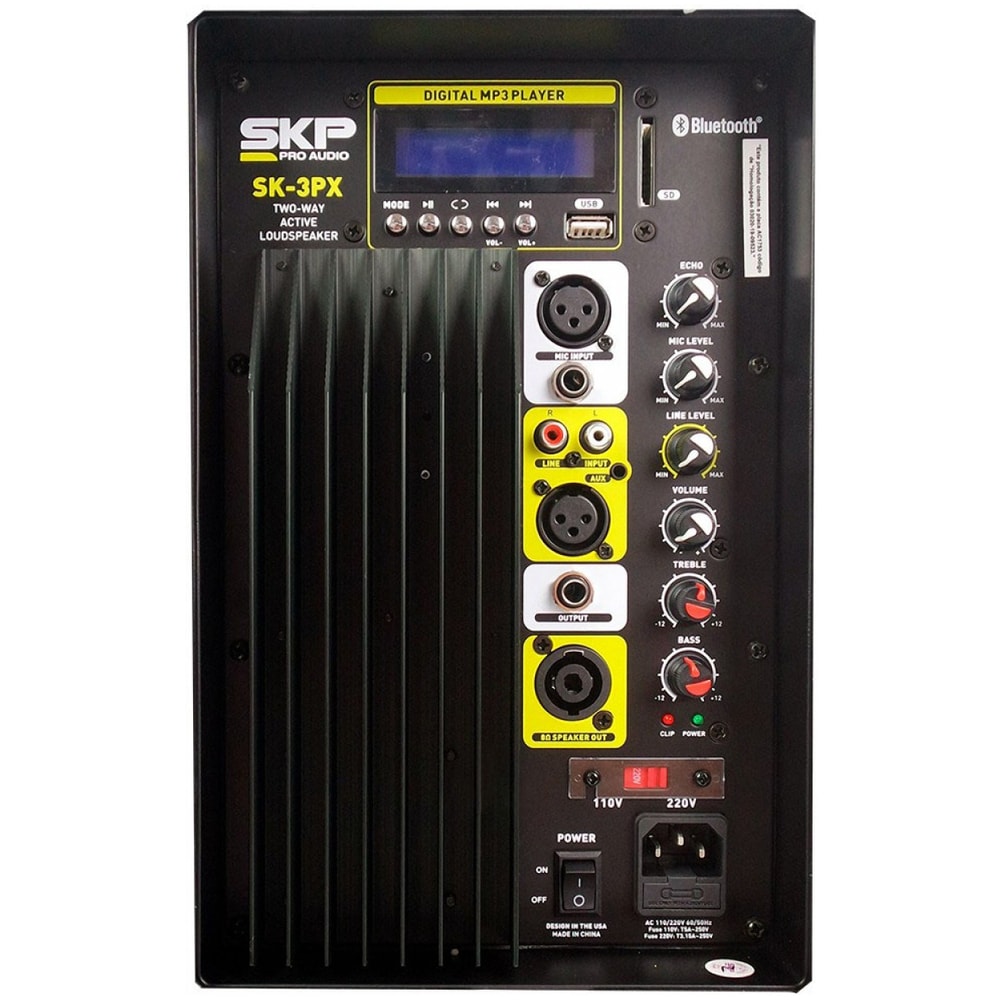 Caixa Ativa SKP SK-3PX de 200 Watts RMS Preta - Akustica Musical