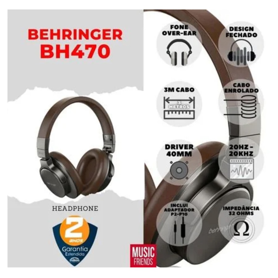 Fone de Ouvido Behringer Over Ear BH470 - Akustica Musical