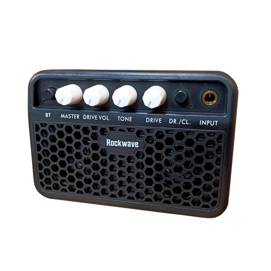 Kit Guitarra Rockwave RGK50 Branca Stratocaster +Mini Amp + Acessórios ...