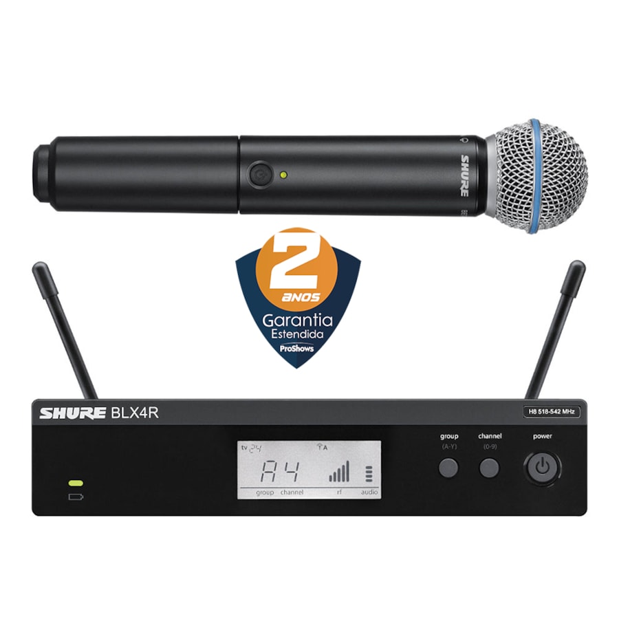 Microfone Shure Sem Fio de Mão BLX24RBR/BETA58-J10 Rack - Akustica Musical